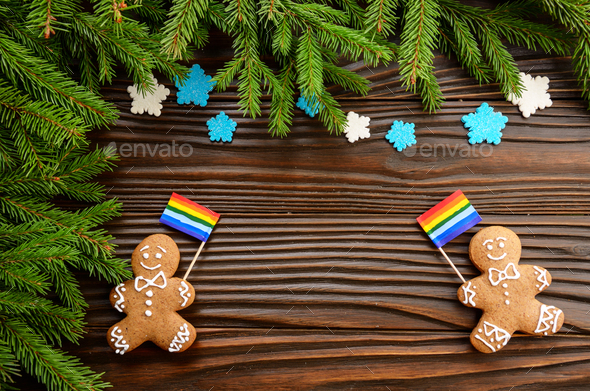 gingerbread men with lgbt flag Stock Photo by Olena_Mykhaylova | PhotoDune