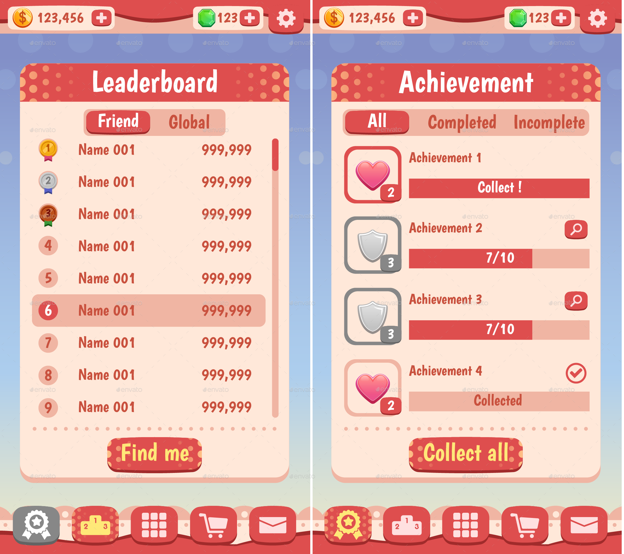 Red Dots Theme GUI Pack 09, Game Assets | GraphicRiver