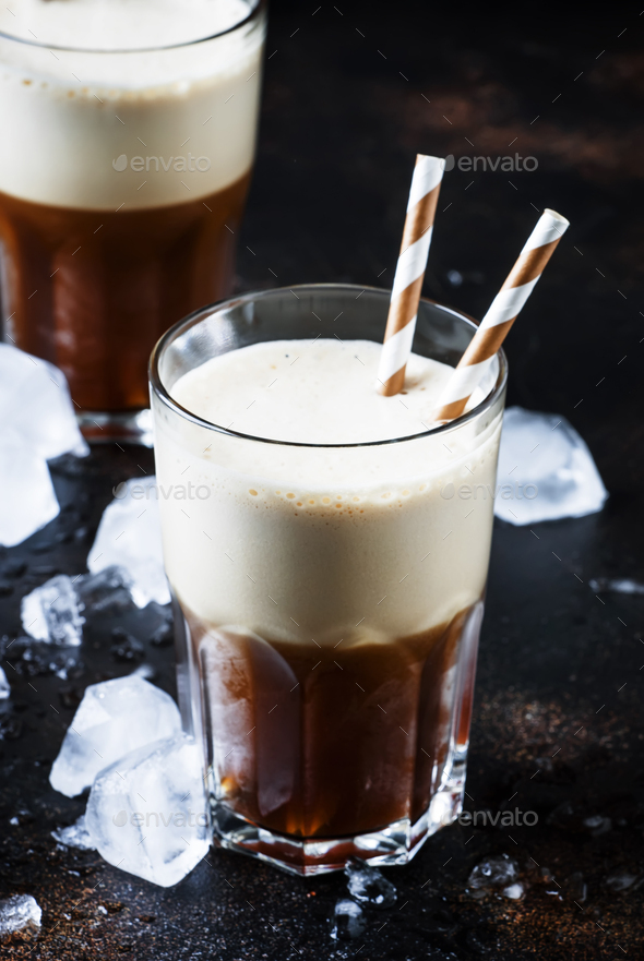Cold frothy frappe coffee in large glasses Stock Photo by Olga_Kochina