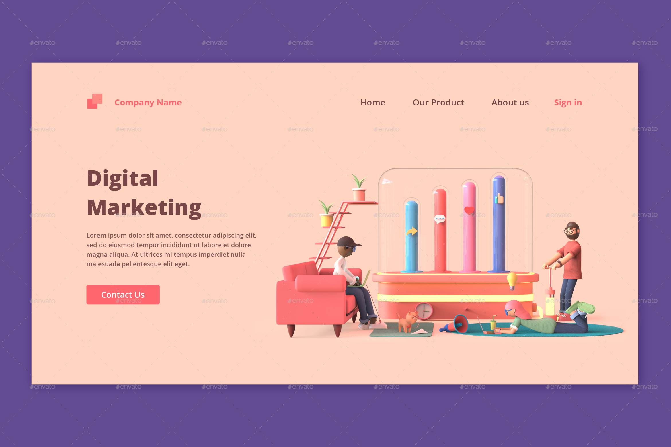 3D Digital Marketing Illustration, Graphics | GraphicRiver