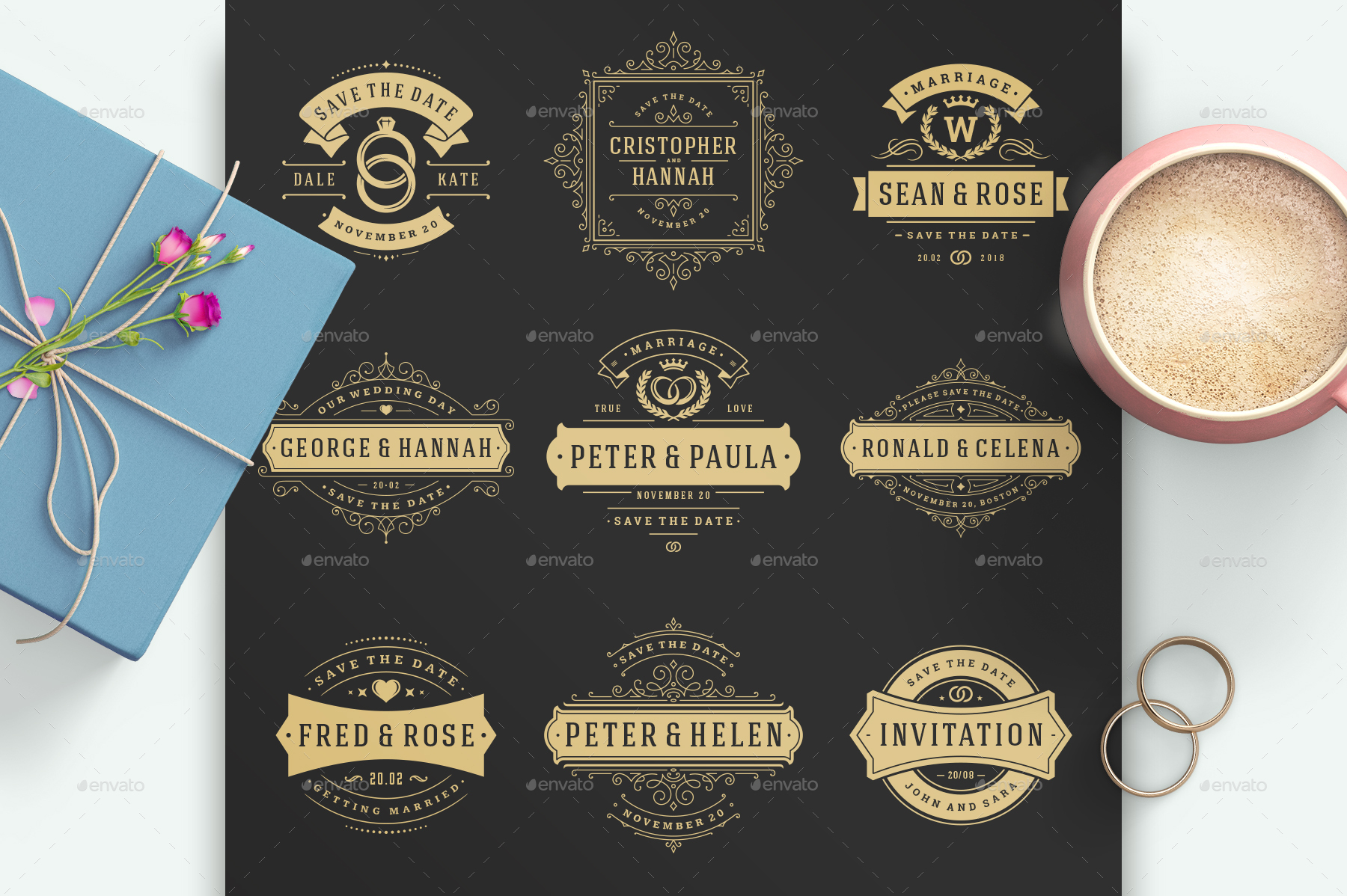 18 Wedding Logos and Badges, Web Elements | GraphicRiver