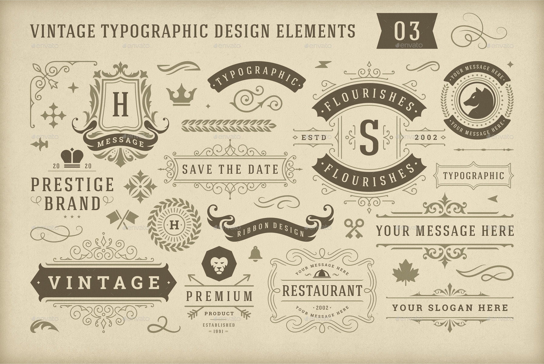 Vintage Typographic Design Elements by ProVectors | GraphicRiver