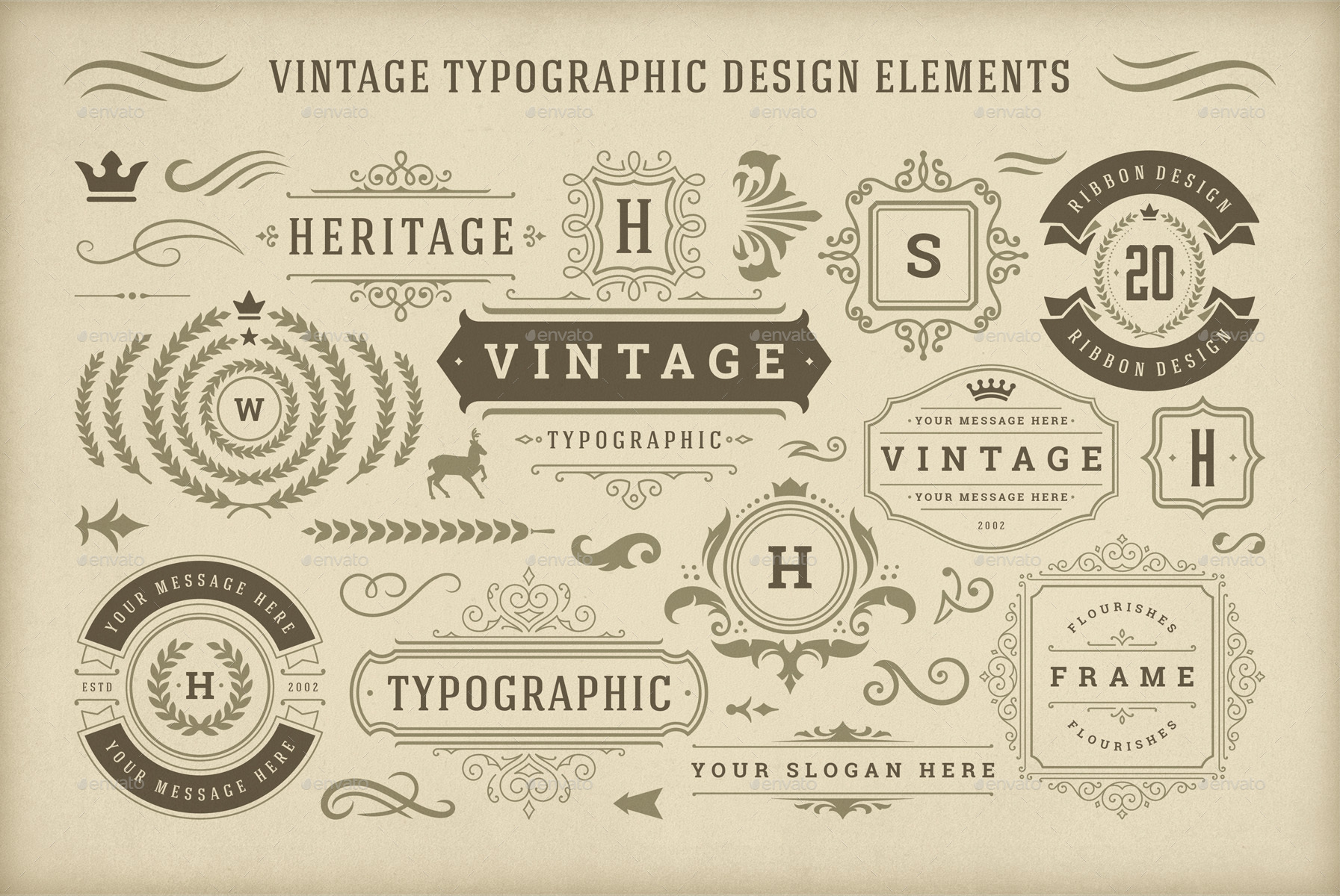 Vintage Typographic Design Elements, Web Elements | GraphicRiver
