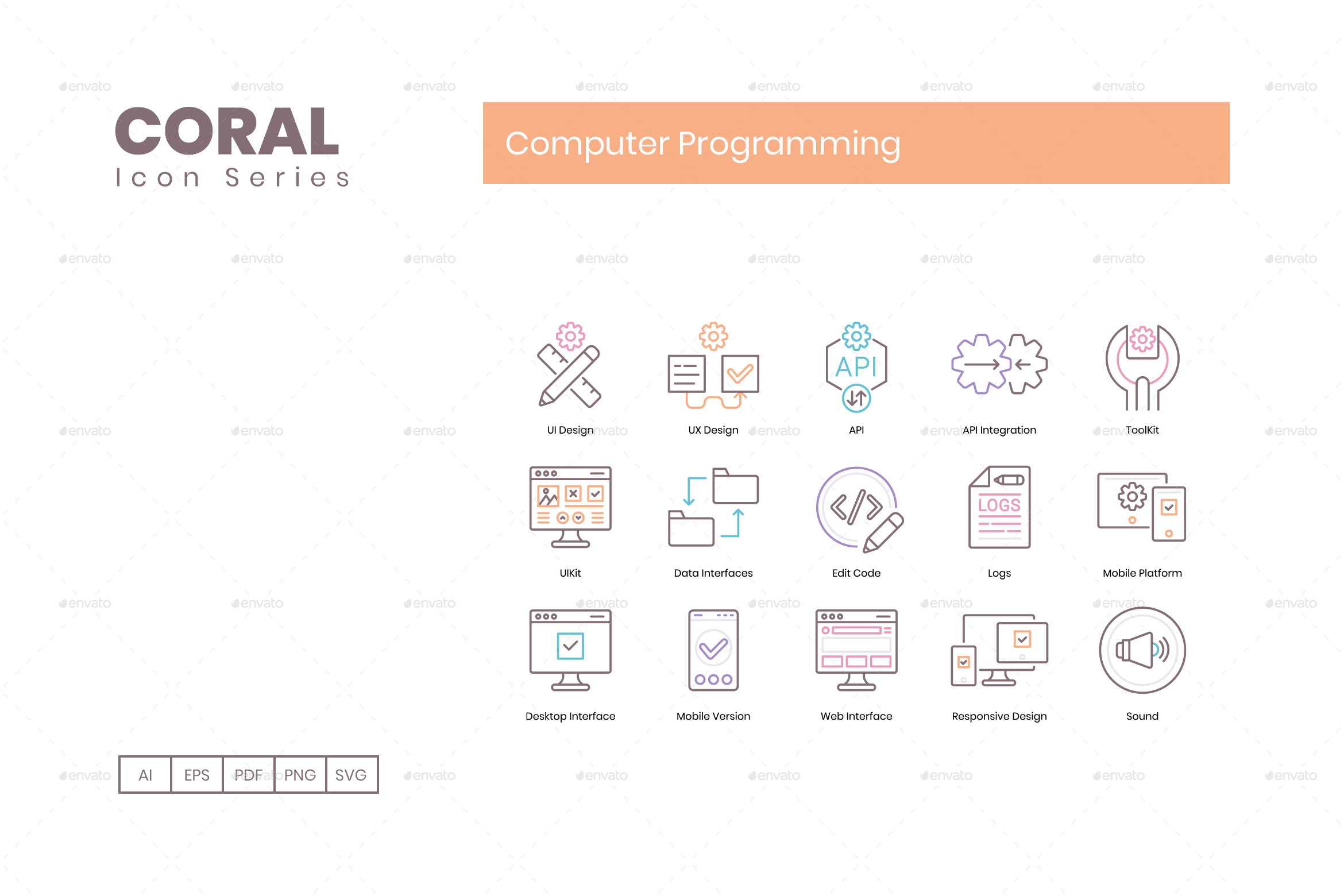 Computer Programming Icons, Icons | GraphicRiver