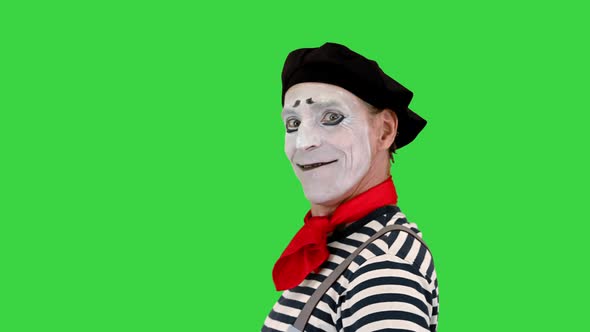 Mime Walking in and Facing Invisible Wall on a Green Screen Chroma Key ...