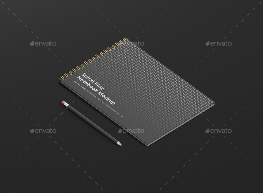 Spiral Ring Notebook Mockup Landscape Format, Graphics | GraphicRiver