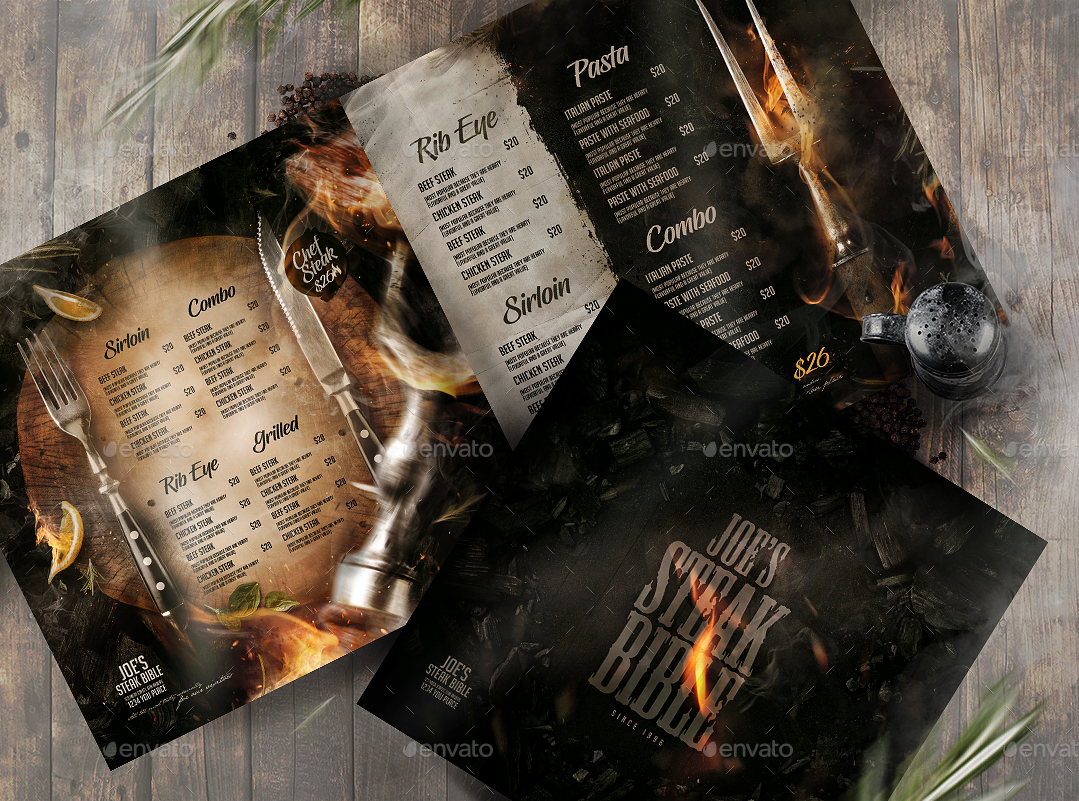 Steak Bible Menu, Print Templates | GraphicRiver