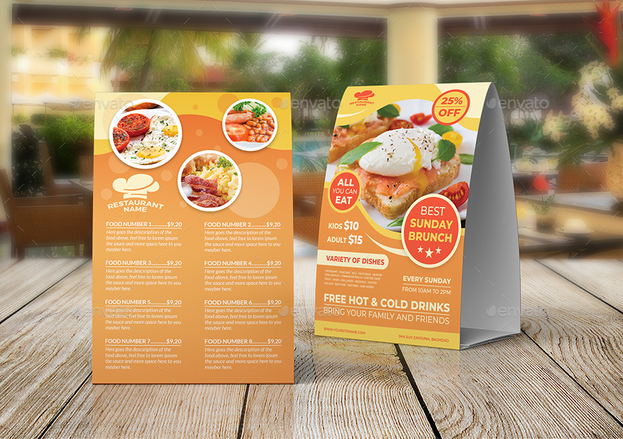 Sunday Brunch Table Tent Templates, Print Templates | GraphicRiver