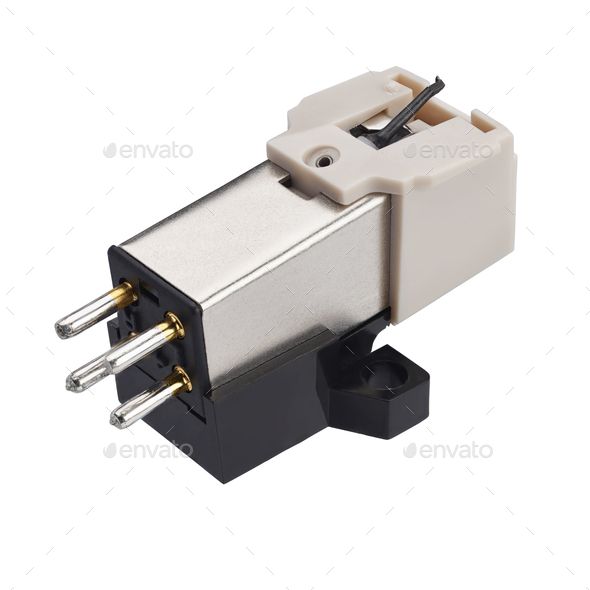 Magnetic phonograph cartridge isolated on white background. Stock Photo ...