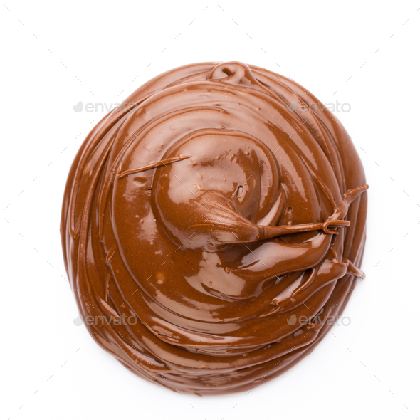 Chocolate cream isolated on white background. Flat lay. Stock Photo by ...
