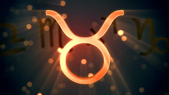 Animation of rotating Taurus zodiac sign. Inspiring shining. Loopable ...