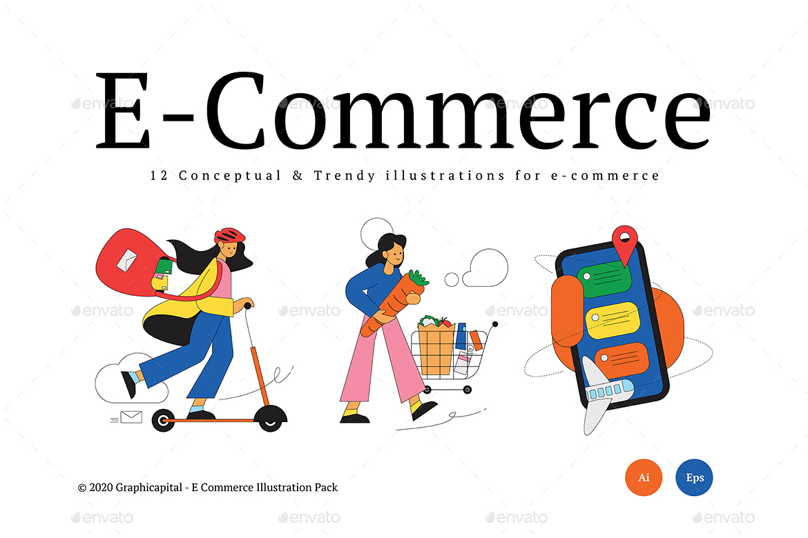 E-Commerce Graphic Illustration, Vectors | GraphicRiver