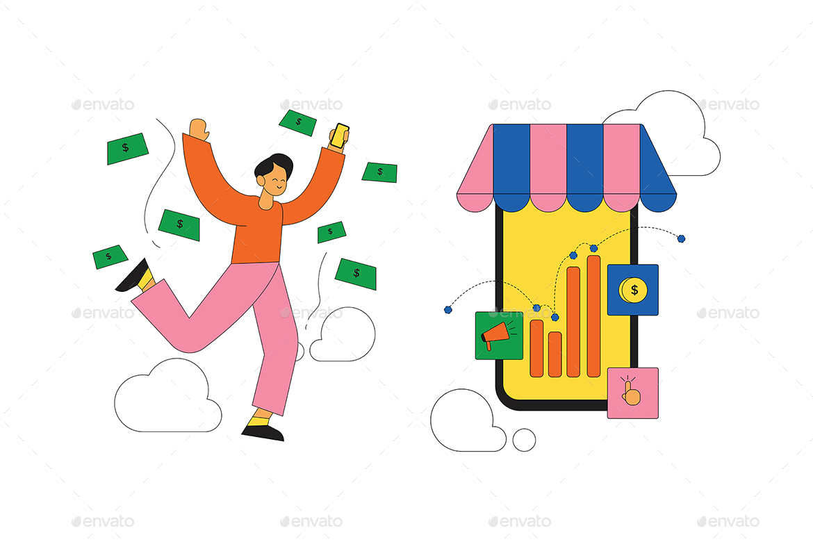 E-Commerce Graphic Illustration, Vectors | GraphicRiver