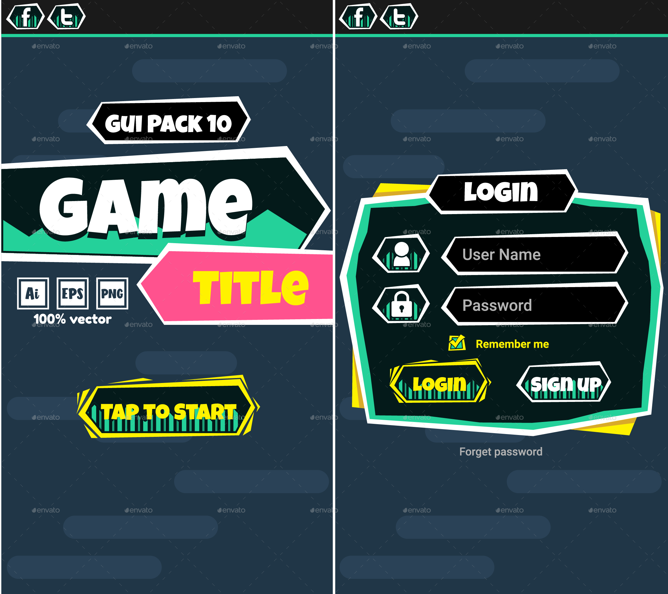 Black Theme GUI Pack 10, Game Assets | GraphicRiver