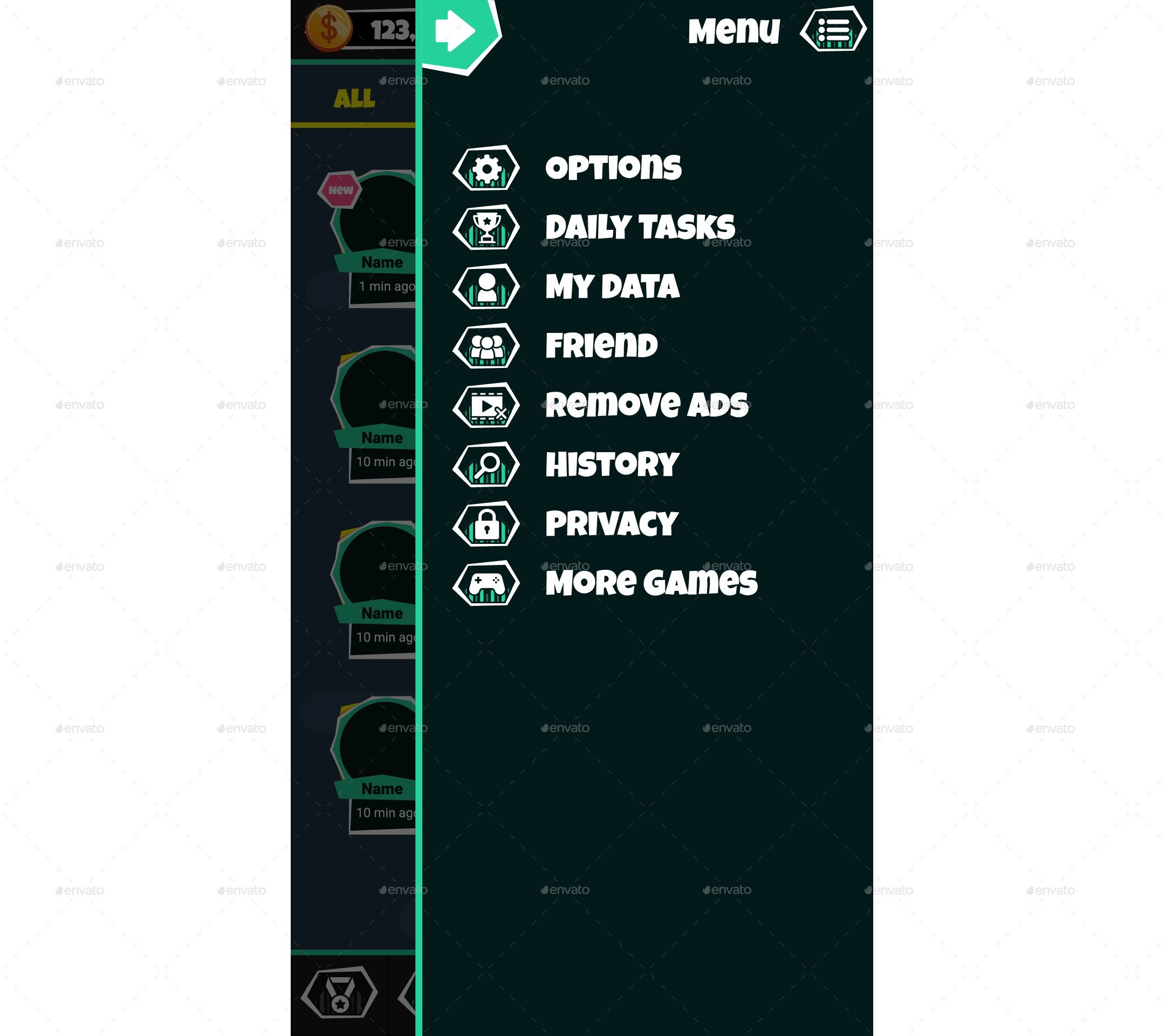Black Theme GUI Pack 10, Game Assets | GraphicRiver