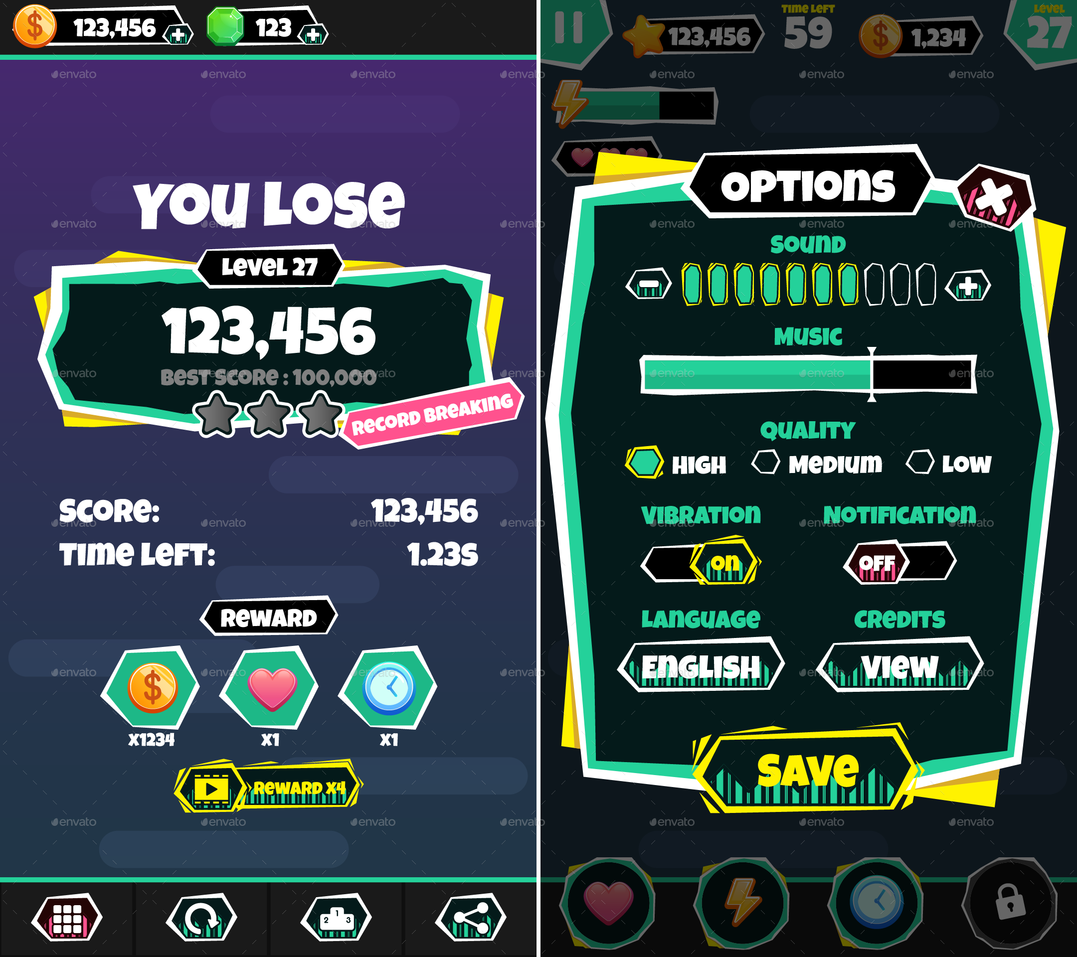 Black Theme GUI Pack 10, Game Assets | GraphicRiver