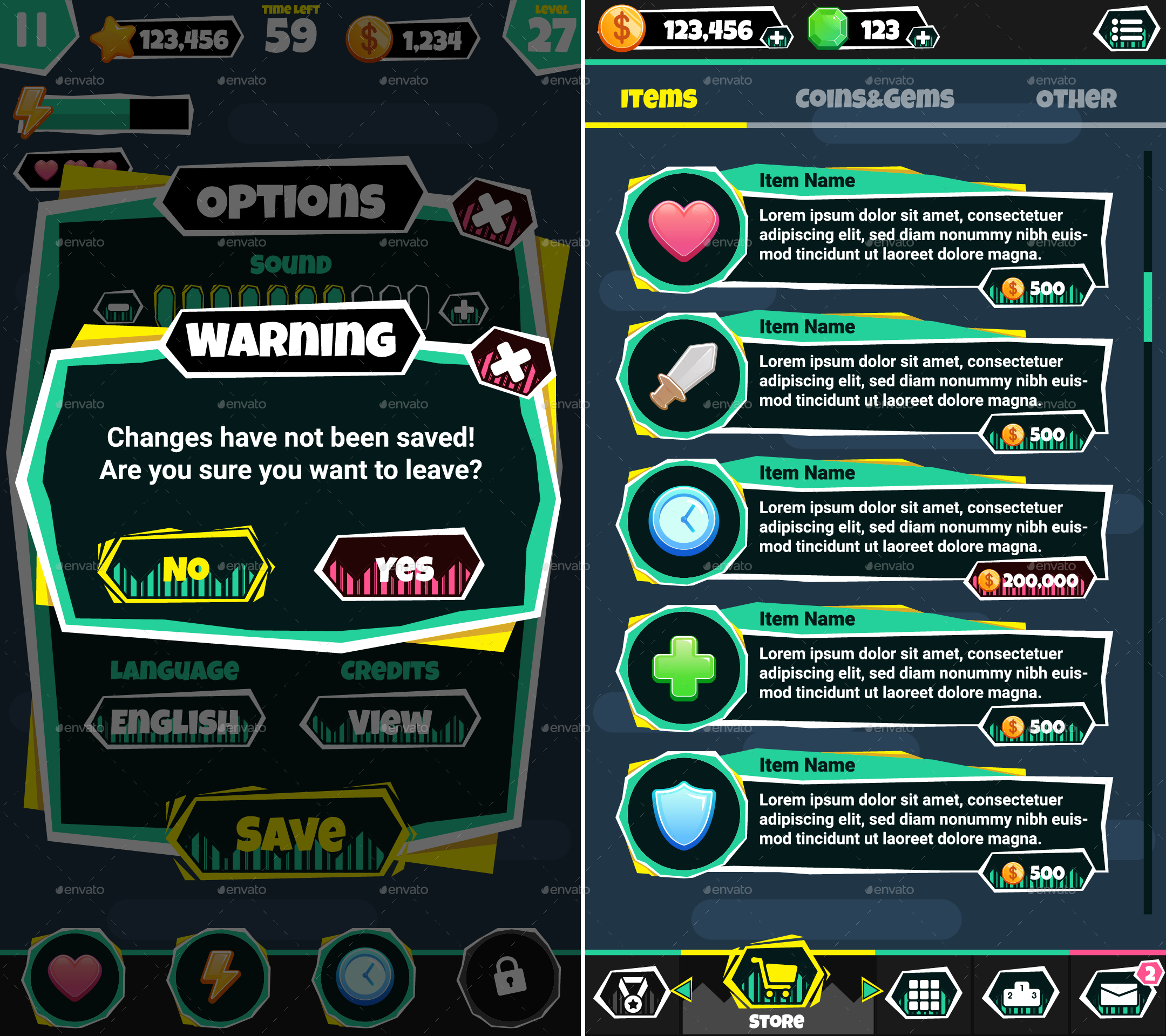 Black Theme GUI Pack 10, Game Assets | GraphicRiver