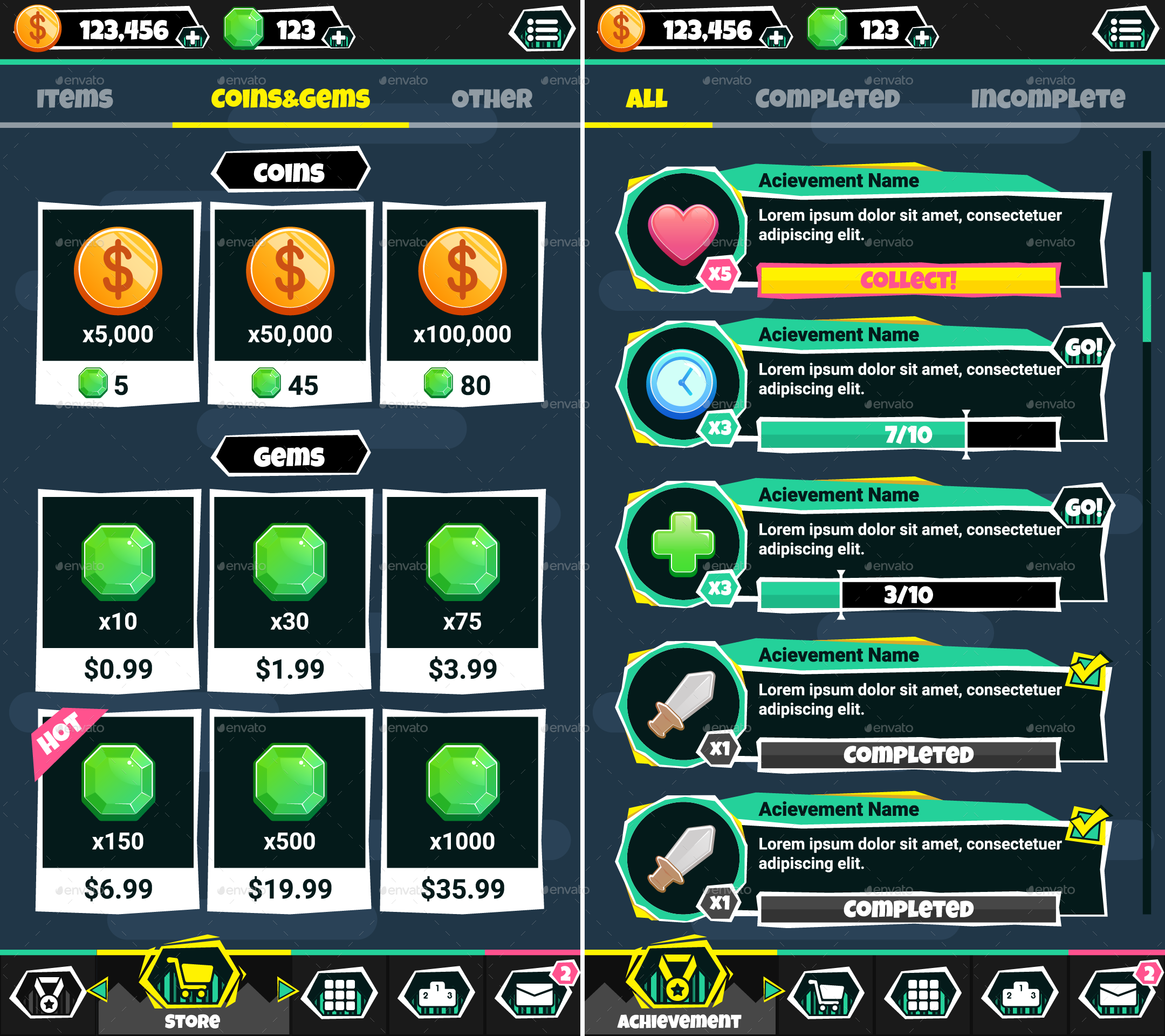 Black Theme GUI Pack 10, Game Assets | GraphicRiver