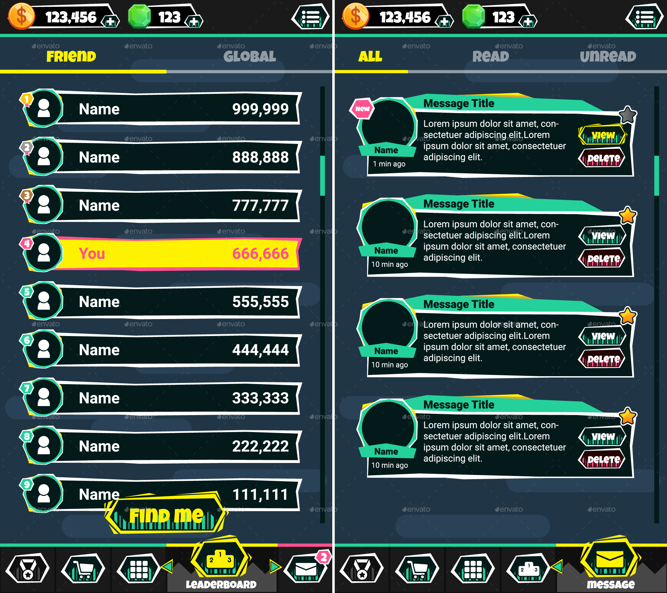 Black Theme GUI Pack 10, Game Assets | GraphicRiver