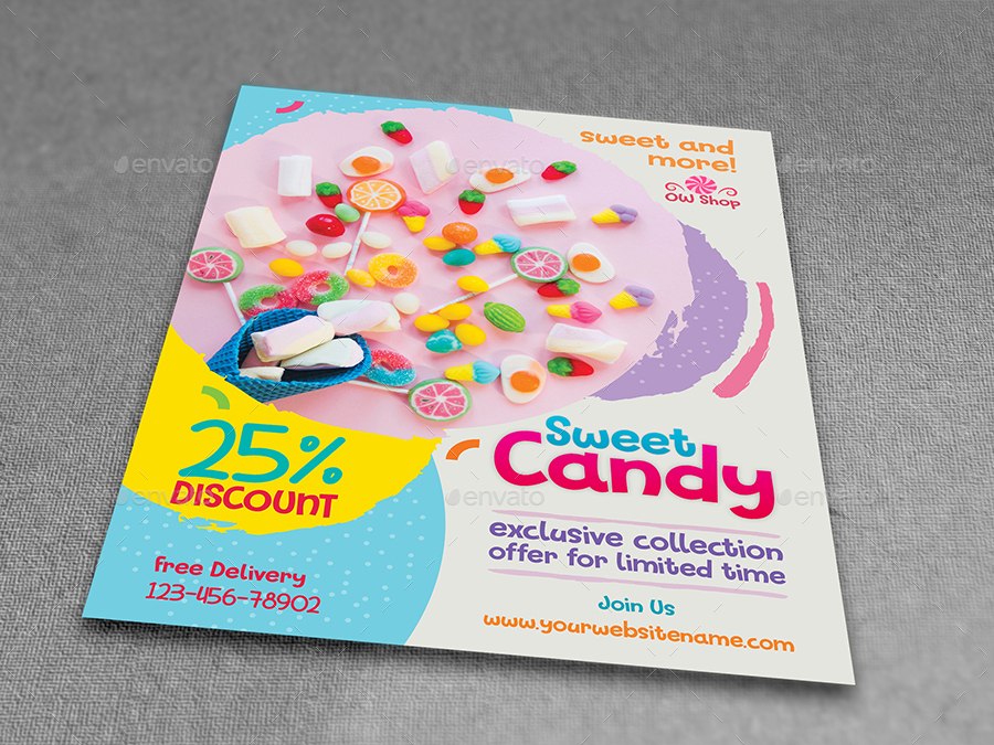Candy Shop - Cake - Sweet Ice Cream - Flyer Template, Print Templates
