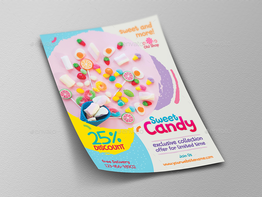 Candy Shop - Cake - Sweet Ice Cream - Flyer Template, Print Templates