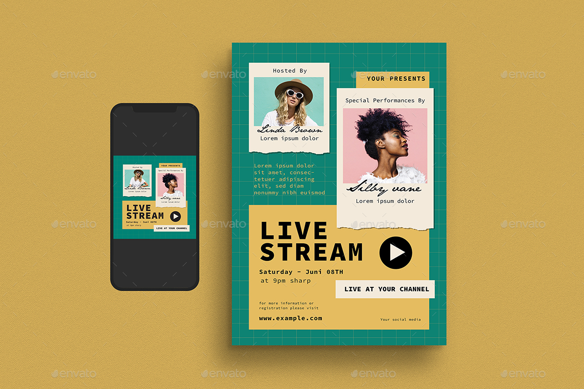 Live Stream Event Flyer Set, Print Templates | GraphicRiver