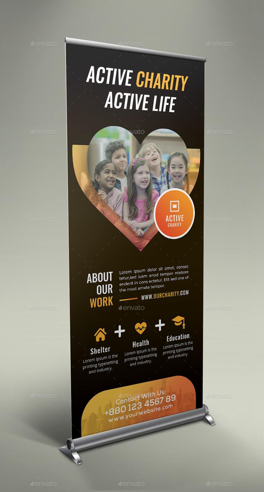 Charity Roll Up Banner V72, Print Templates | GraphicRiver