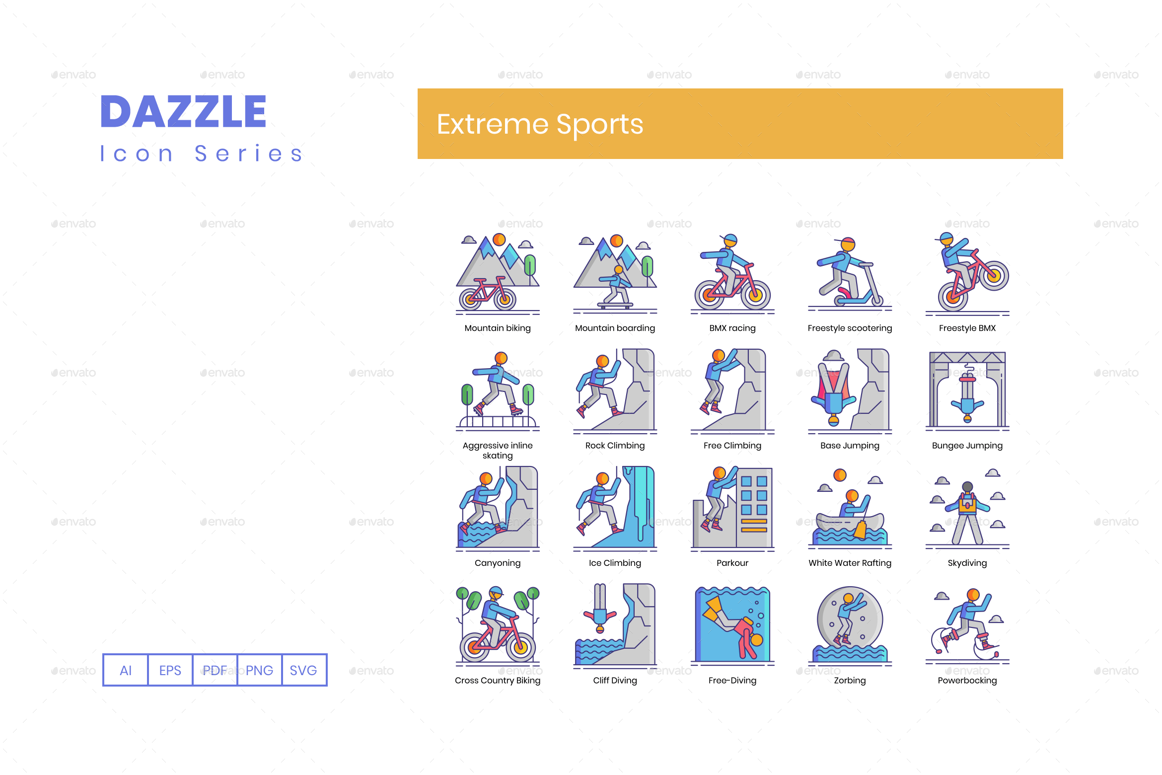 90 Extreme Sports Icons, Icons | GraphicRiver