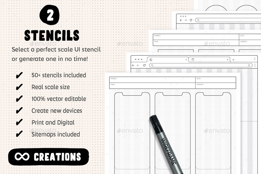 UX Workflow - Wireframes and Sitemaps Bundle, Web Elements | GraphicRiver