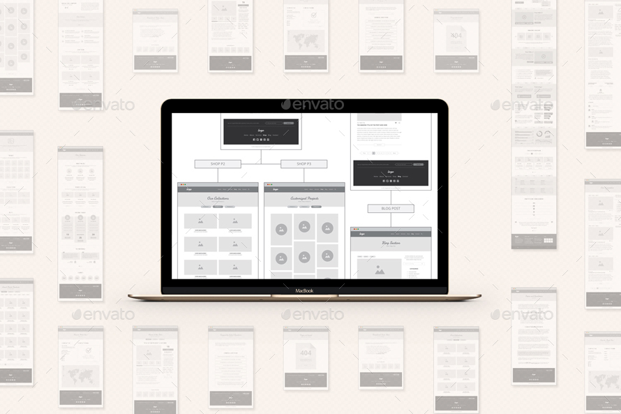UX Workflow - Wireframes and Sitemaps Bundle, Web Elements | GraphicRiver