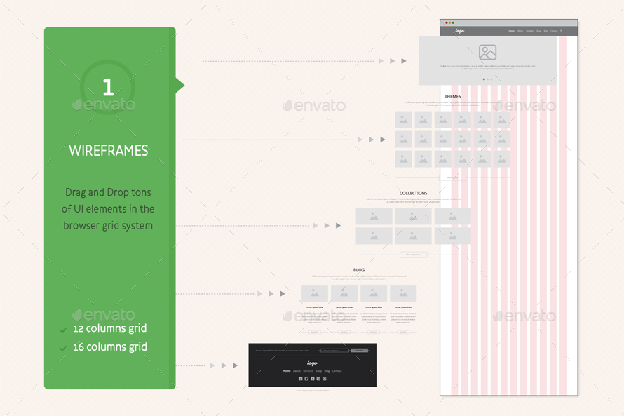 UX Workflow - Wireframes and Sitemaps Bundle, Web Elements | GraphicRiver