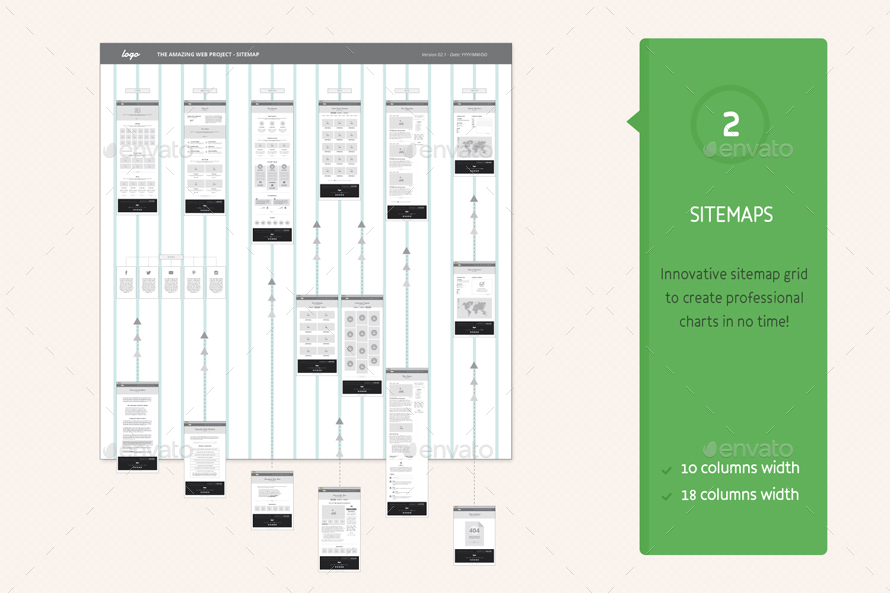 UX Workflow - Wireframes and Sitemaps Bundle, Web Elements | GraphicRiver