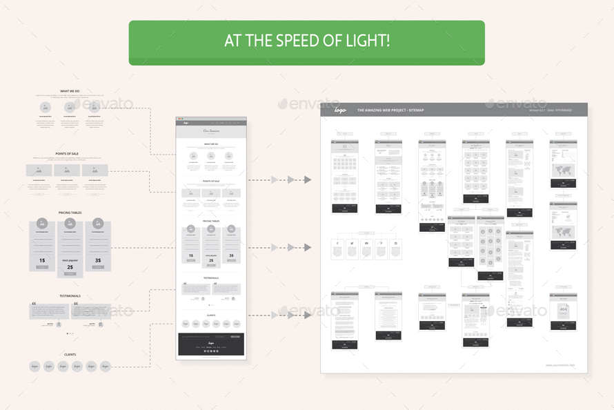 UX Workflow - Wireframes and Sitemaps Bundle, Web Elements | GraphicRiver