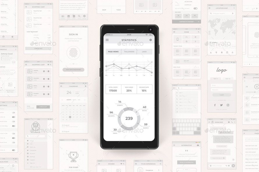 UX Workflow - Wireframes and Sitemaps Bundle, Web Elements | GraphicRiver
