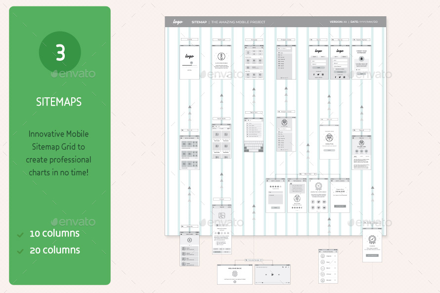 UX Workflow - Wireframes and Sitemaps Bundle, Web Elements | GraphicRiver
