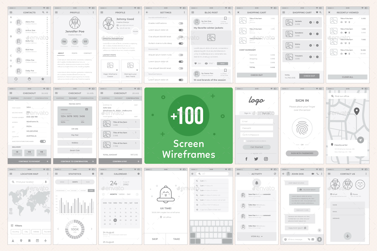 UX Workflow - Wireframes and Sitemaps Bundle, Web Elements | GraphicRiver