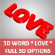 3D Word " LOVE " For PS CS5, Full 3D Options, Isolated Objects ...