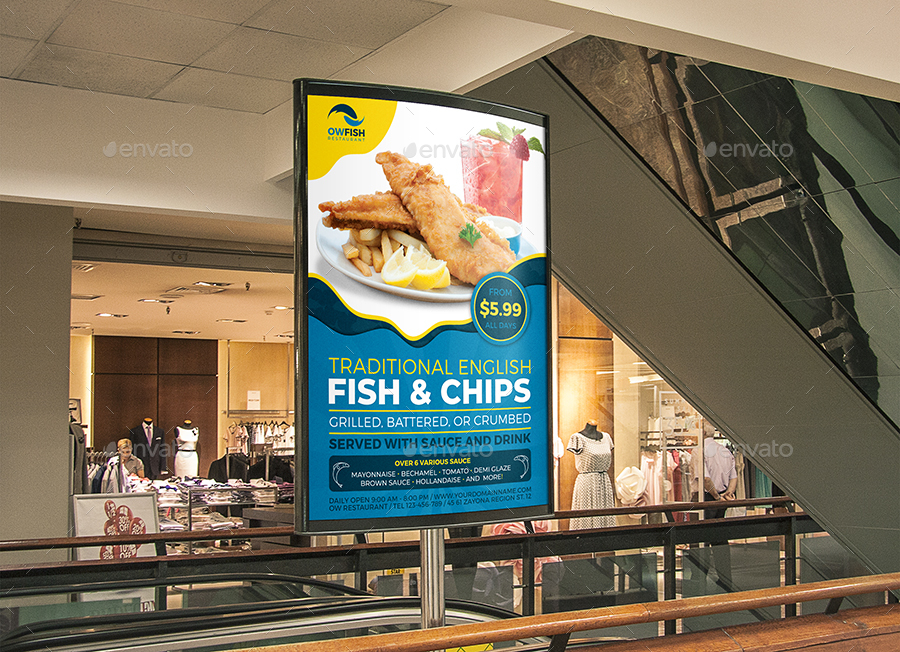 Fish and Chips Restaurant Advertising Bundle, Print Templates ...