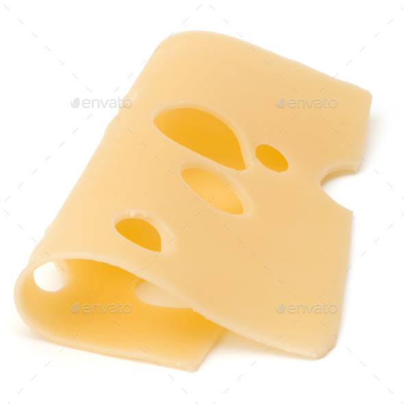one Cheese slice isolated on white background Stock Photo by natika
