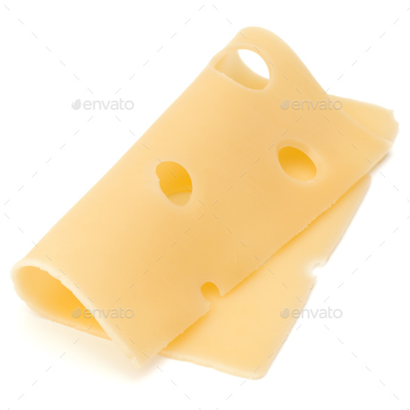 one Cheese slice isolated on white background Stock Photo by natika
