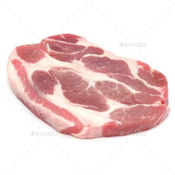 Raw pork chop meat isolated on white background cutout Stock Photo by ...