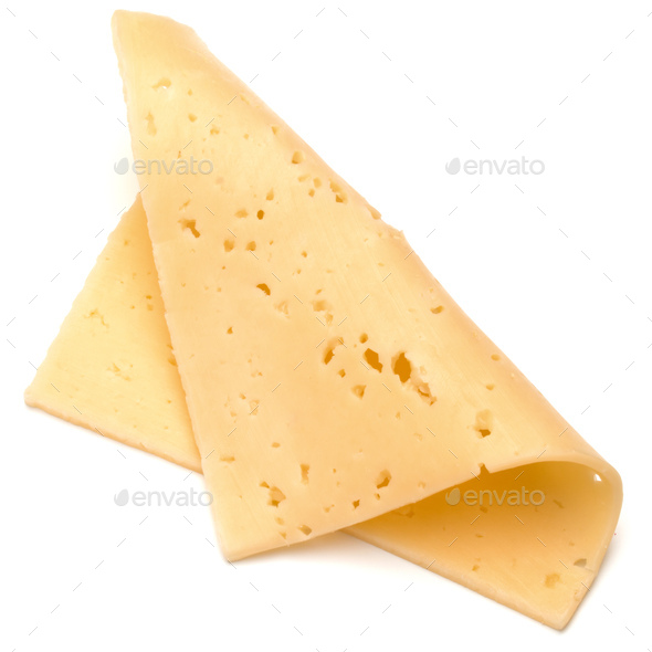 cheese slice isolated on white background cutout Stock Photo by natika