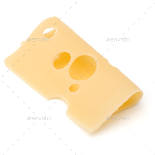 one Cheese slice isolated on white background Stock Photo by natika