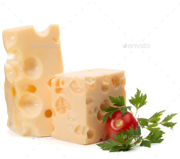 Cheese block isolated on white background cutout Stock Photo by natika