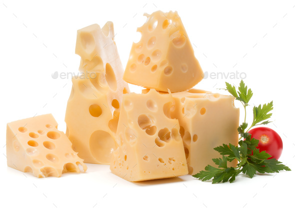 Cheese block isolated on white background cutout Stock Photo by natika