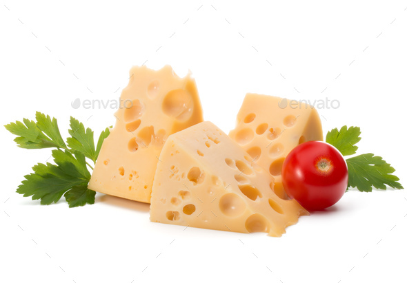 Cheese block isolated on white background cutout Stock Photo by natika