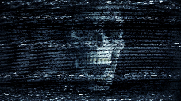 Scary Skull Appears In Tv Static, Motion Graphics | VideoHive