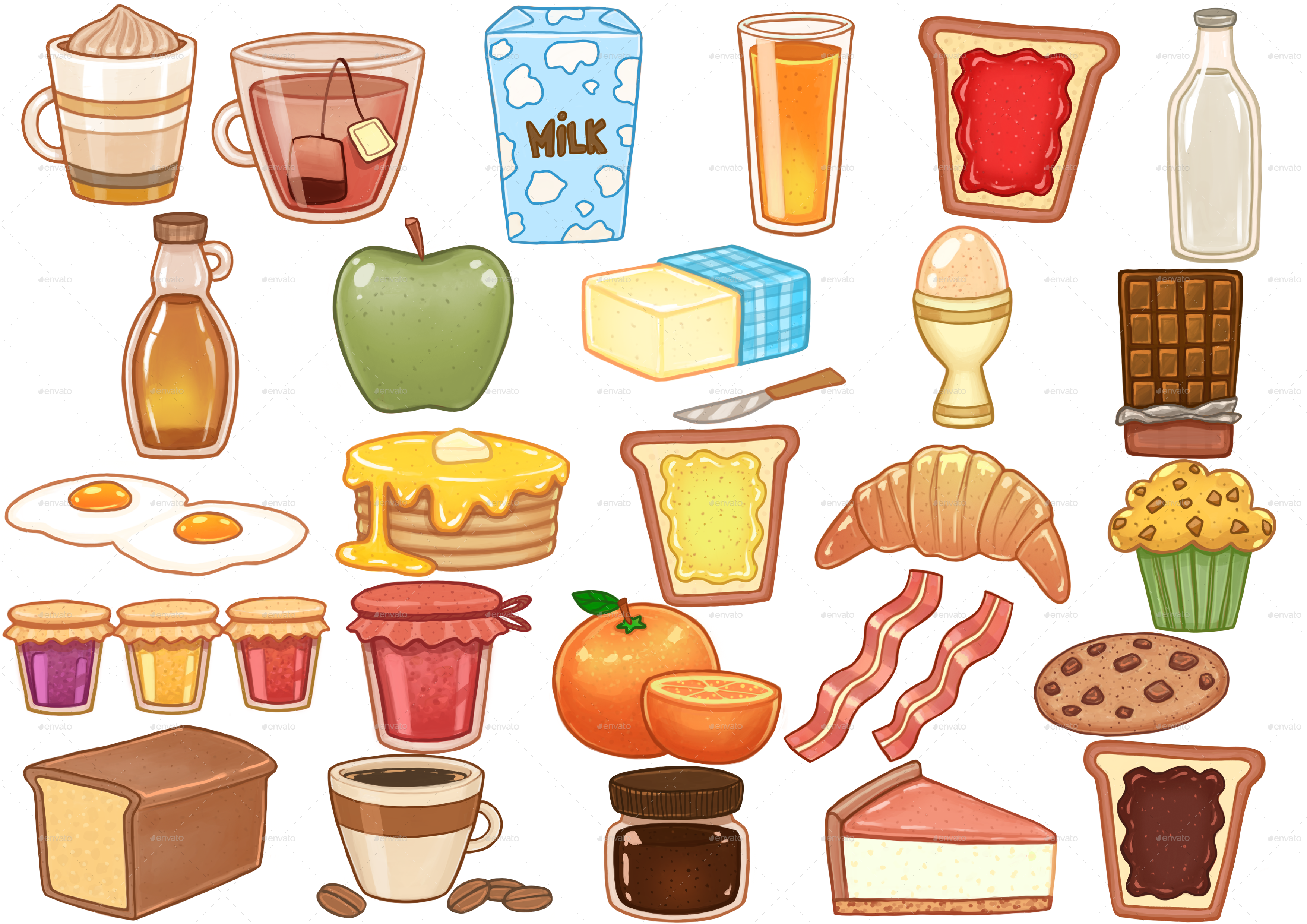Breakfast Clipart, Graphics | GraphicRiver