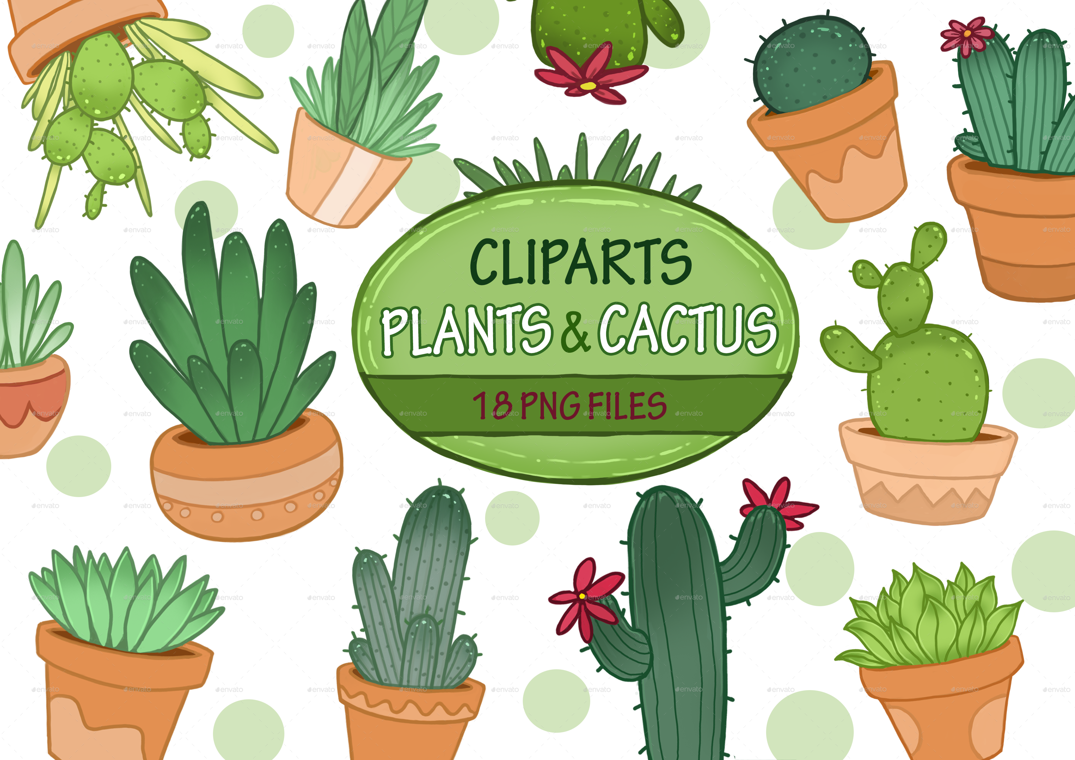 Plants Cactus Clipart, Graphics | GraphicRiver