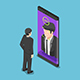 Isometric Businessman Use Face Scanning to Unlock Smartphone by ...